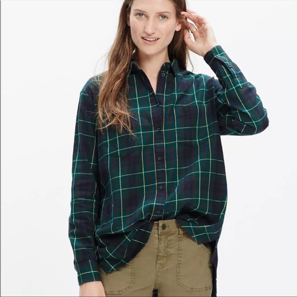 Madewell | Tops | Madewell Oversized Boyshirt In Irwin Plaid Flannel ...